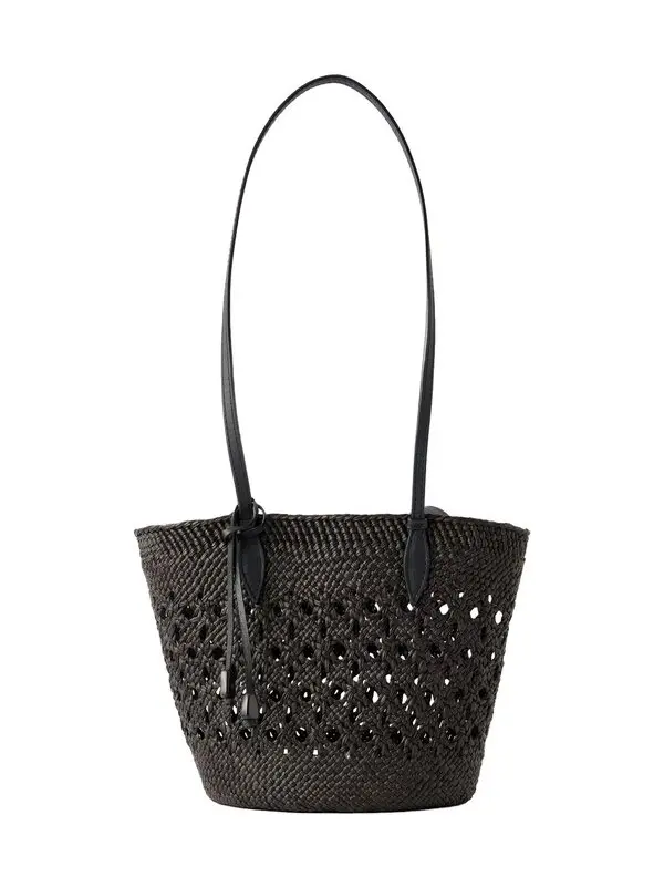 HUNTING SEASON Lattice Basket Raffia Tote - Black