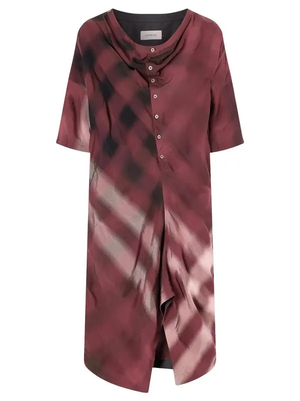 LEMAIRE Printed Jersey Midi Shirt Dress - Burgundy