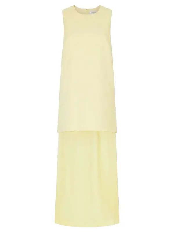 LA LIGNE Sleeveless Maxi Dress In Crepe And Chiffon - Pastel Yellow