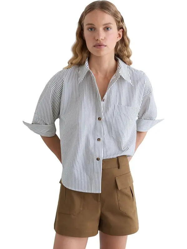 REISS Britt Cotton Twill Flap-pocket Shorts - Taupe Neutral