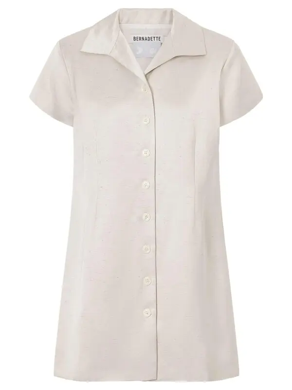 Bernadette York Dupioni Mini Shirt Dress - Beige