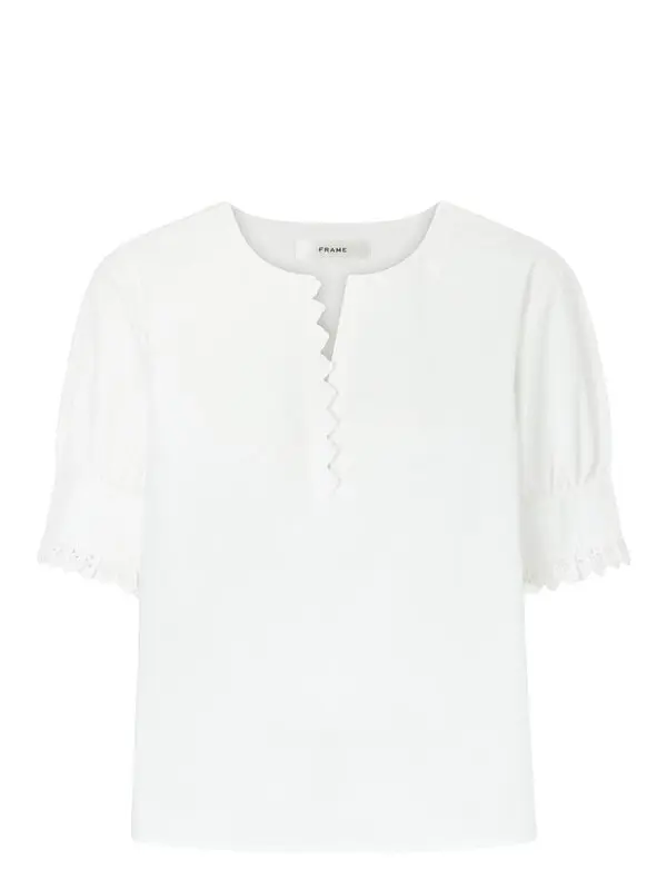FRAME Keepsake Popover Camp-collar Cotton Blouse - White
