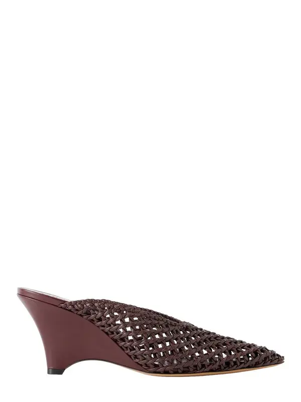 Le Monde Beryl Victoria Woven Leather Mules - Burgundy