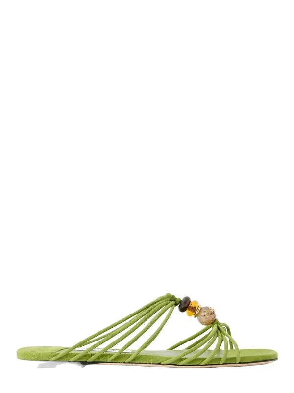 JIMMY CHOO Lova Embellished Suede Sandals - Green