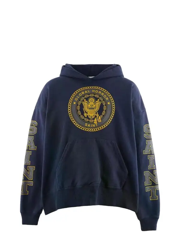 SAINT MXXXXXX Graphic Print Hoodie - Blue