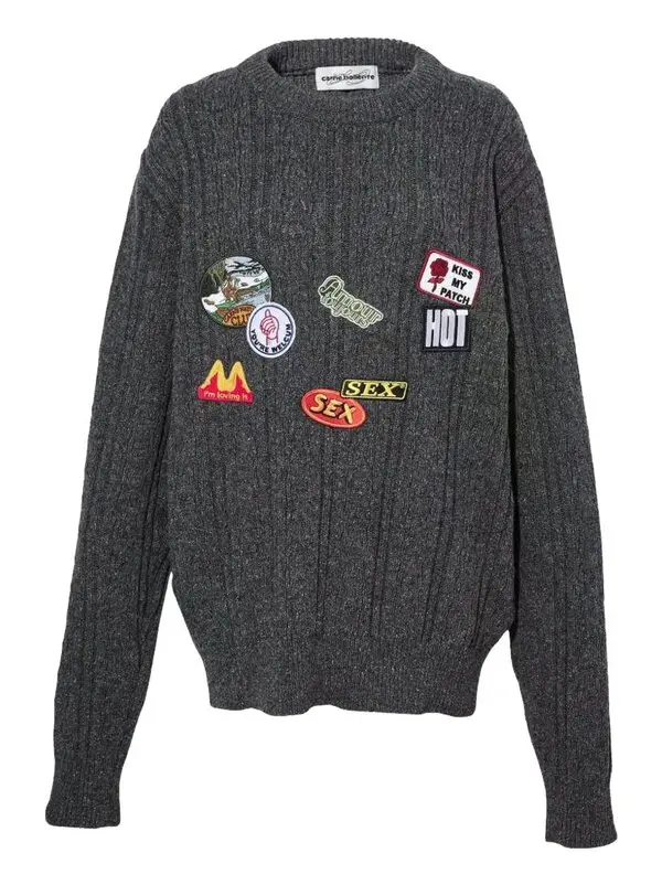CARNE BOLLENTE Love Affair Patchwork Cable-knit Sweater - Grey