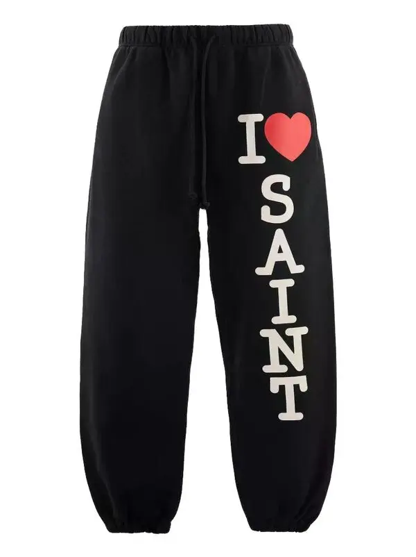 SAINT MXXXXXX Logo-print Drawstring Track Pants - Black