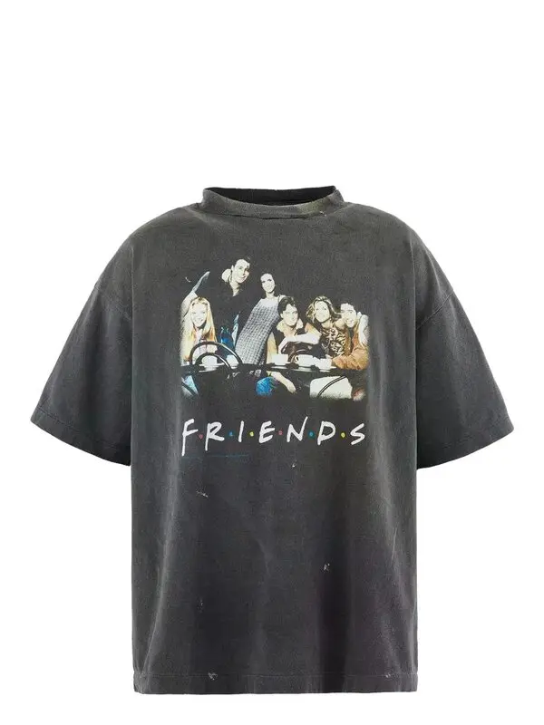 SAINT MXXXXXX Graphic-print Distressed T-shirt - Grey