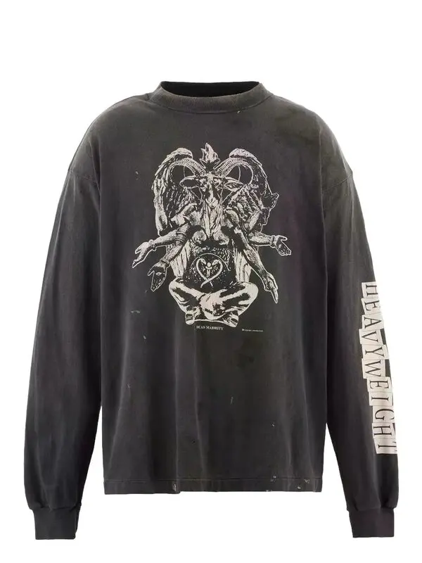 SAINT MXXXXXX Graphic-print Long-sleeve T-shirt - Grey