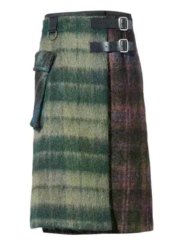 NICHOLAS DALEY Tartan Check Kilt Wrap Skirt - Green