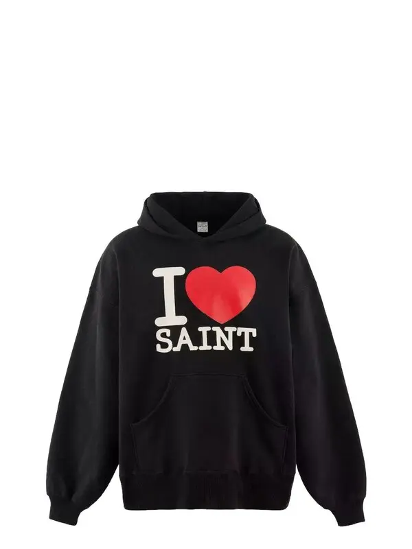 SAINT MXXXXXX Graphic Print Hoodie - Black