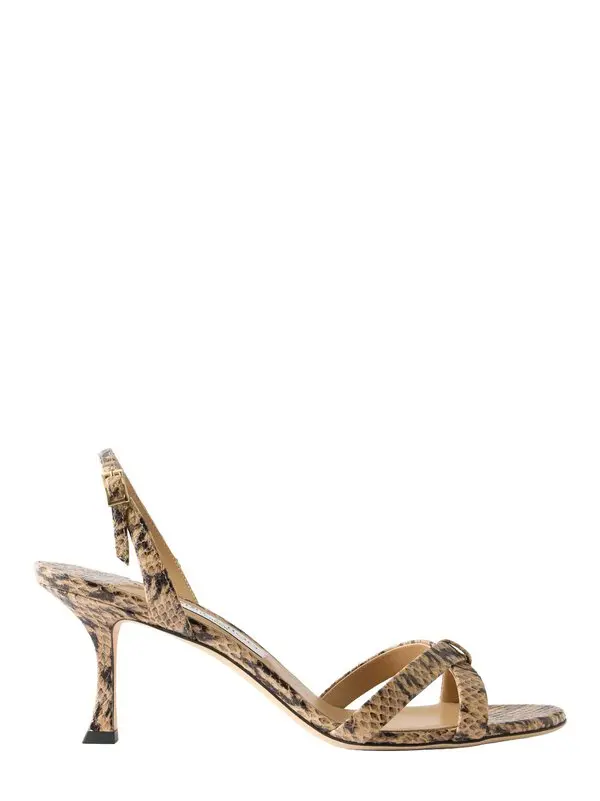 JIMMY CHOO Elsy 70 Snake-effect Leather Slingback Sandals - Animal Print