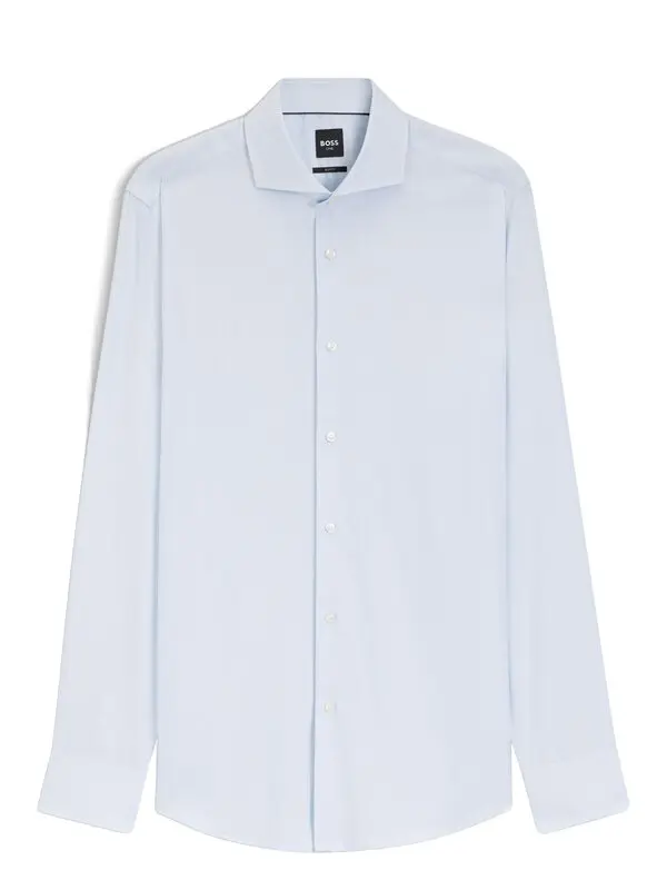 BOSS One Slim-fit Shirt In A Structured Cotton Blend - Light Blue