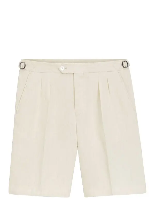 BOSS Tapered-fit Linen Twill Shorts With Double Pleats - Light Beige