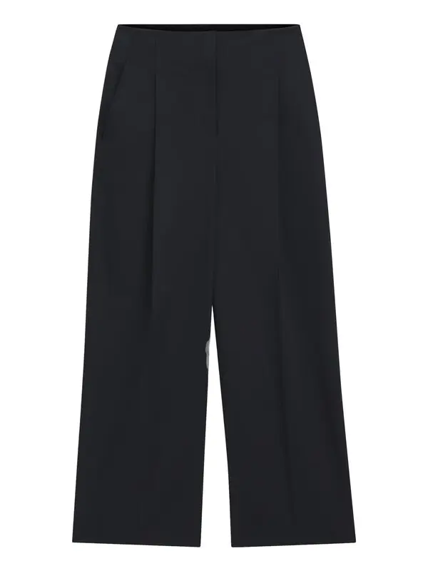 BOSS Relaxed-fit Cropped Stretch Cotton Culottes - Dark Blue
