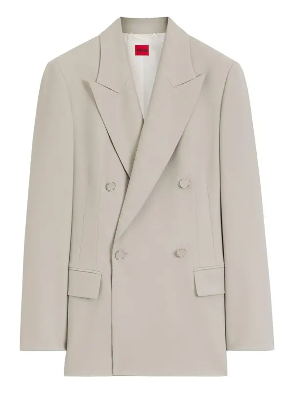 Hugo Double-breasted Relaxed-fit Blazer - Light Grey