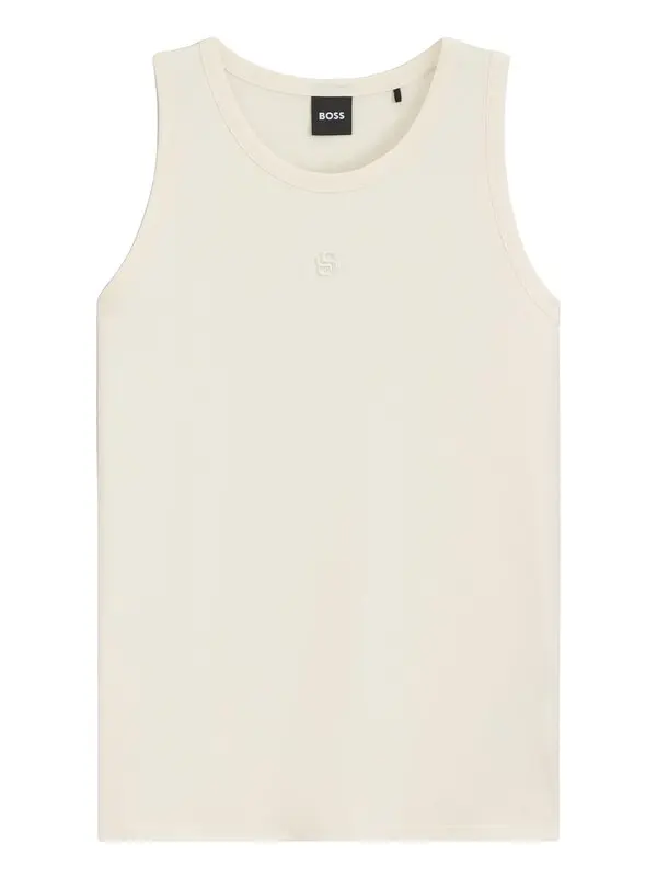 BOSS Slim-fit Embroidered Cotton Tank Top - Light Beige