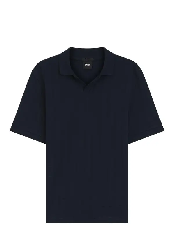 BOSS Cotton-jacquard Polo Shirt With Johnny Collar - Dark Blue