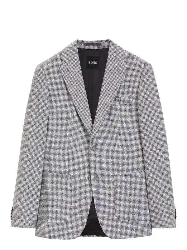BOSS Slim-fit Jacket In Micro-patterned Fabric With Notch Lapels - Light Grey