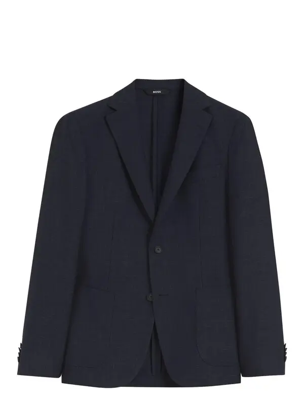 BOSS Slim-fit Virgin Wool And Linen Jacket - Dark Blue
