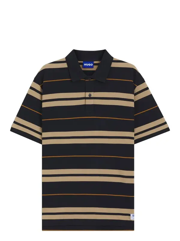 Hugo Regular-fit Polo In Cotton Pique With Engineered Stripes - Patterned