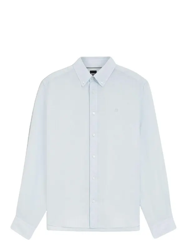 BOSS Regular-fit Linen Button-down Shirt - Light Blue