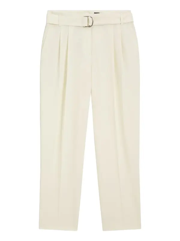 BOSS Tapered-fit Crepe Belted Pants - Light Beige