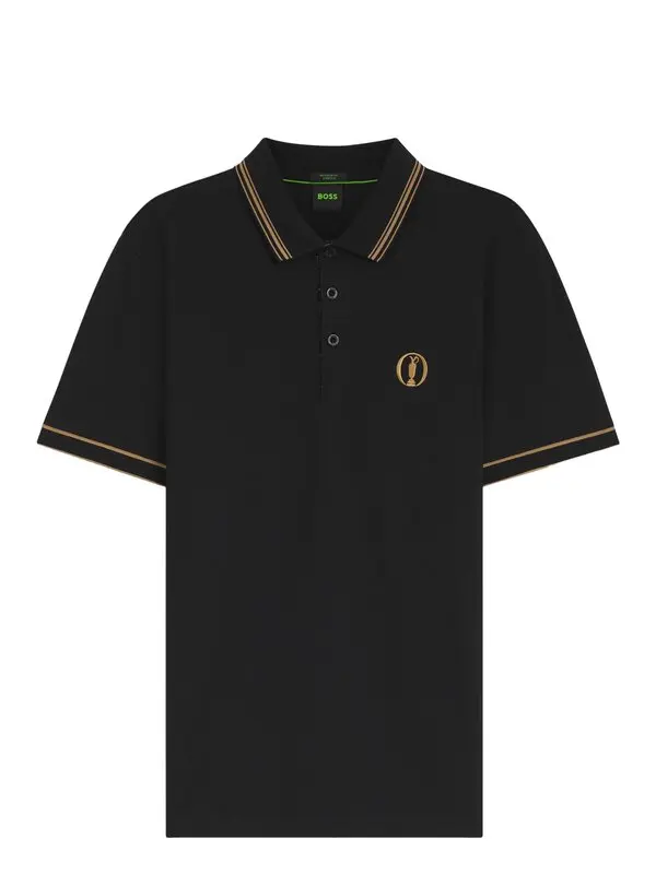 BOSS The Open Active Paddy Polo Shirt In Performance Pique - Black