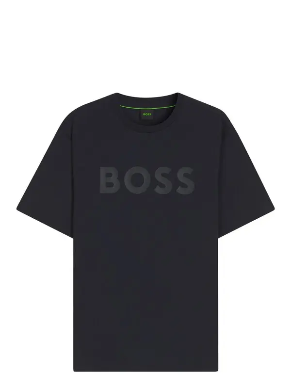 BOSS Cotton T-shirt With Tonal Logo - Dark Blue