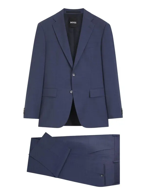 BOSS Two-piece Regular-fit Suit In Mélange Stretch Wool - Light Blue