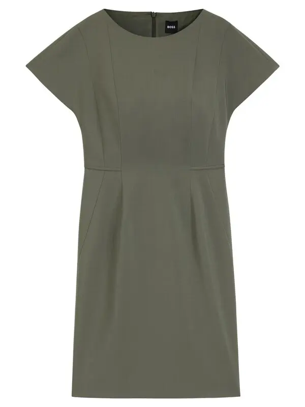 BOSS Slim-fit Italian Stretch Wool Dress - Dark Green