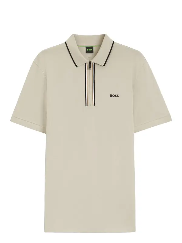 BOSS Active Slim-fit Polo Shirt In Moisture-wicking Stretch Cotton - Light Beige