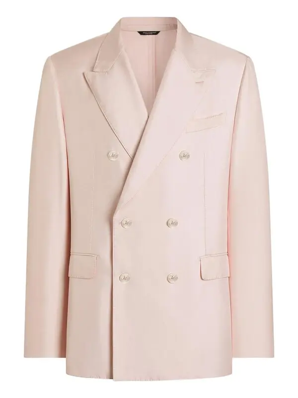 Dolce & Gabbana Sicilia Light Double-breasted Silk Twill Jacket - Pink