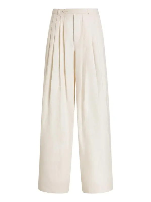 Dolce & Gabbana Pleated Cotton Linen Trousers - White