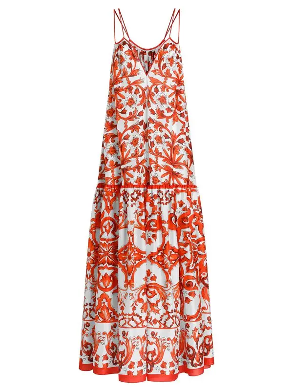 Dolce & Gabbana Majolica-print Habotai Maxi Dress - Multicolor
