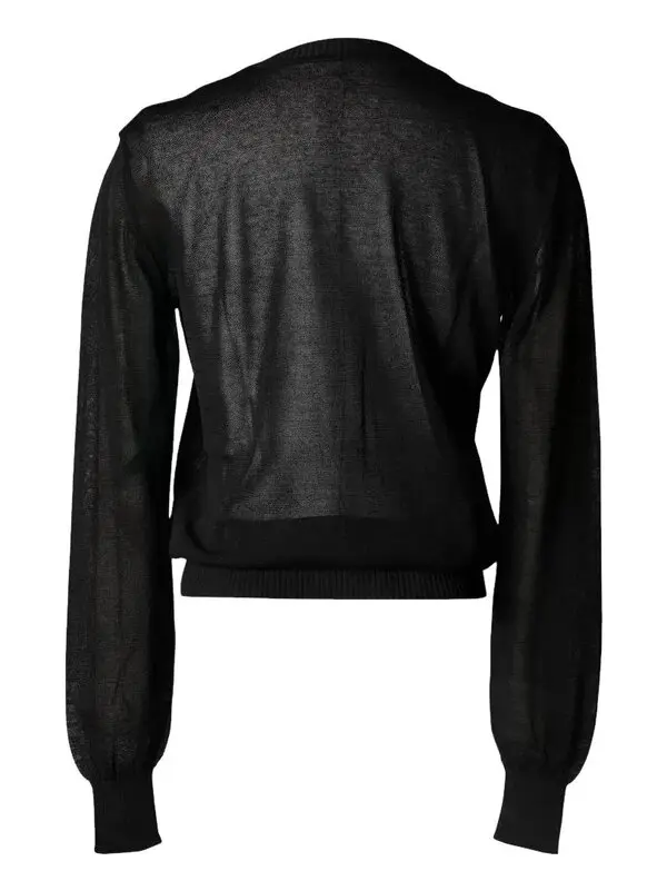 PUSHBUTTON Buttoned Sweater With Pleated Bib - Black