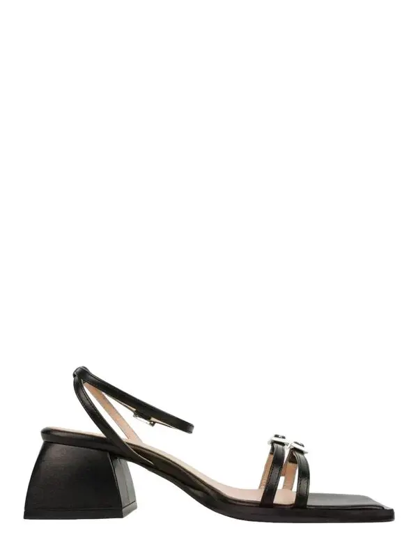 NODALETO Bulla Buckle-detail Block-heel Sandals - Black