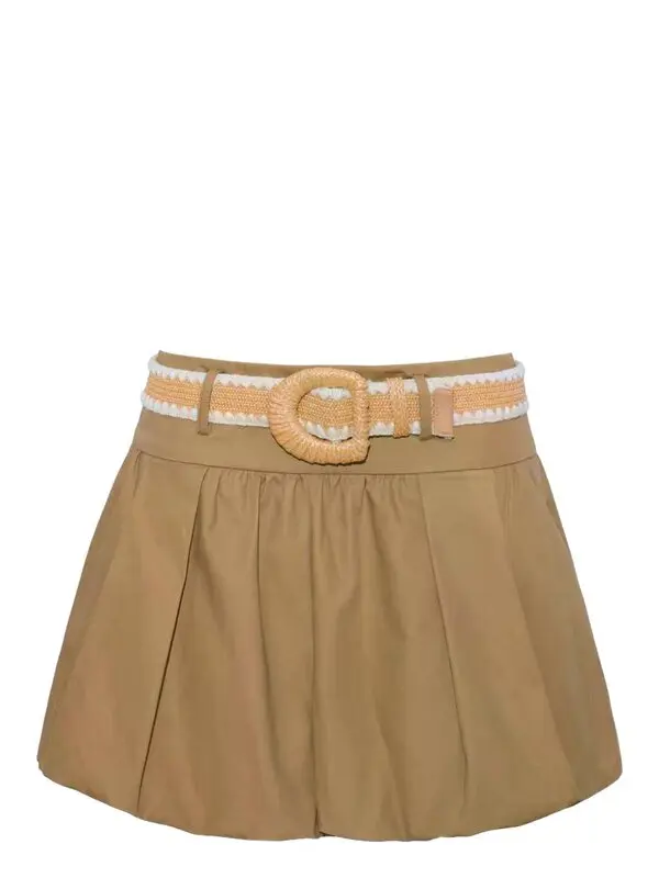 Cara Cara Belted Bubble-hem Shorts - Brown
