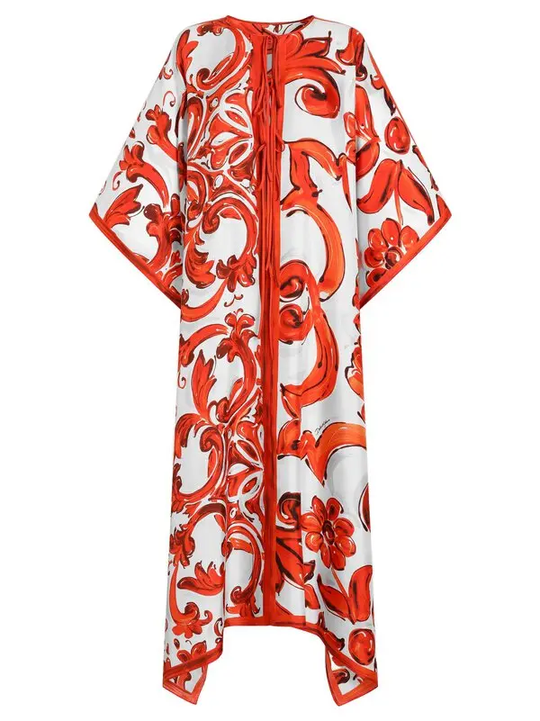 Dolce & Gabbana Majolica-print Twill Kaftan Dress - Multicolor