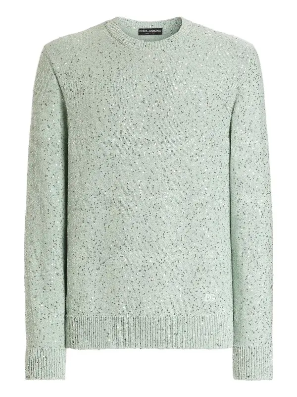 Dolce & Gabbana Cotton Pullover With Paillettes - Green