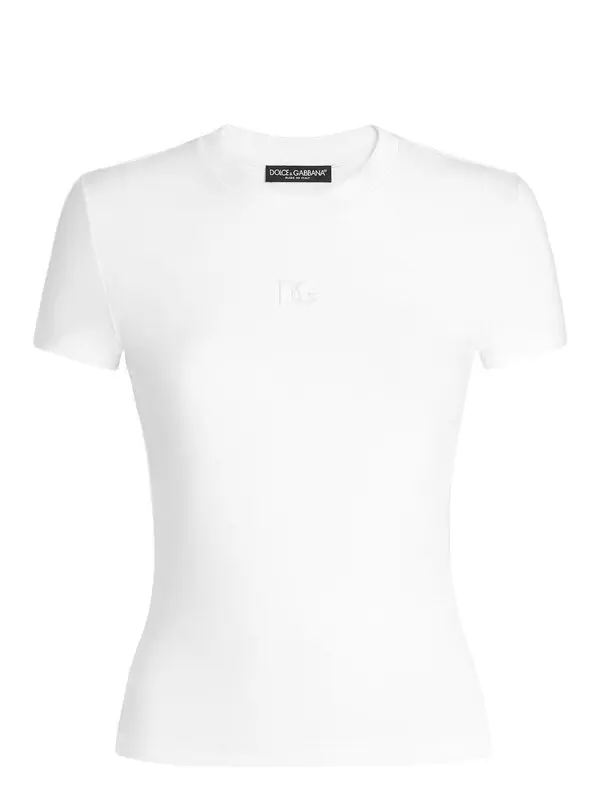 Dolce & Gabbana Jersey T-shirt With Dg Embroidery - White