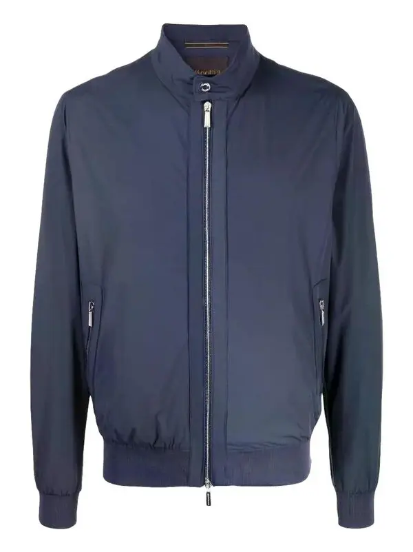 MOORER High-neck Zip-up Jacket - Blue