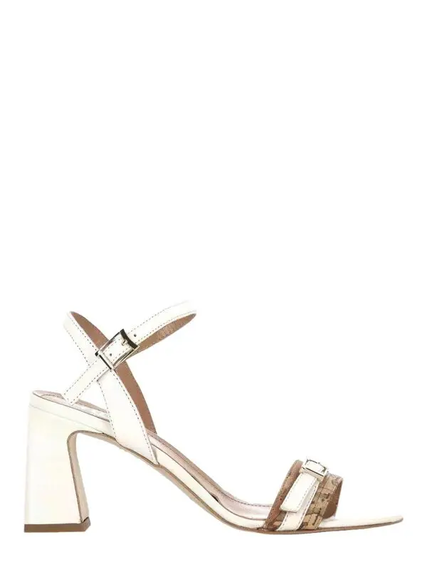 ALVIERO MARTINI 1° CLASSE Geo Map Print Buckle Sandals - White