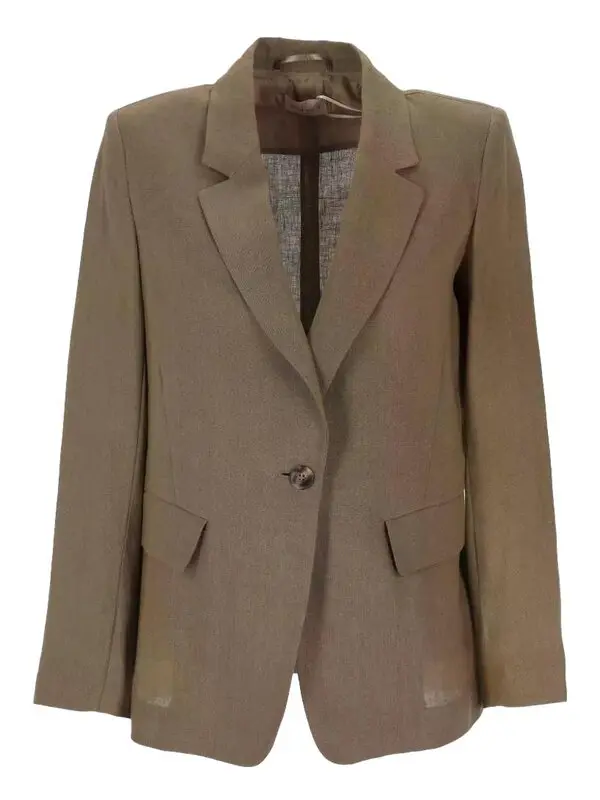 Marella Single-breasted Linen Blazer - Brown