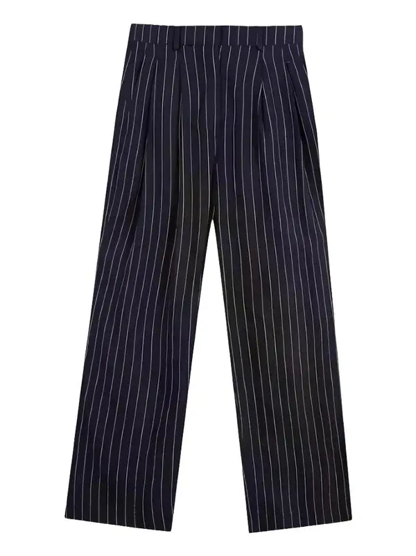 Maison Labiche Pinstripe Pleated Trousers - Blue