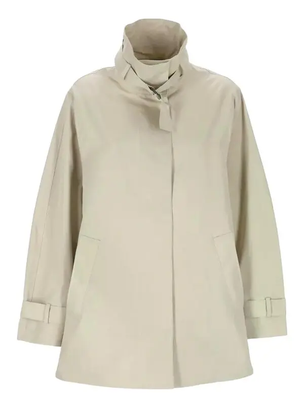 EMMA E GAIA High Neck Coat With Buckle Fastening - Neutrals