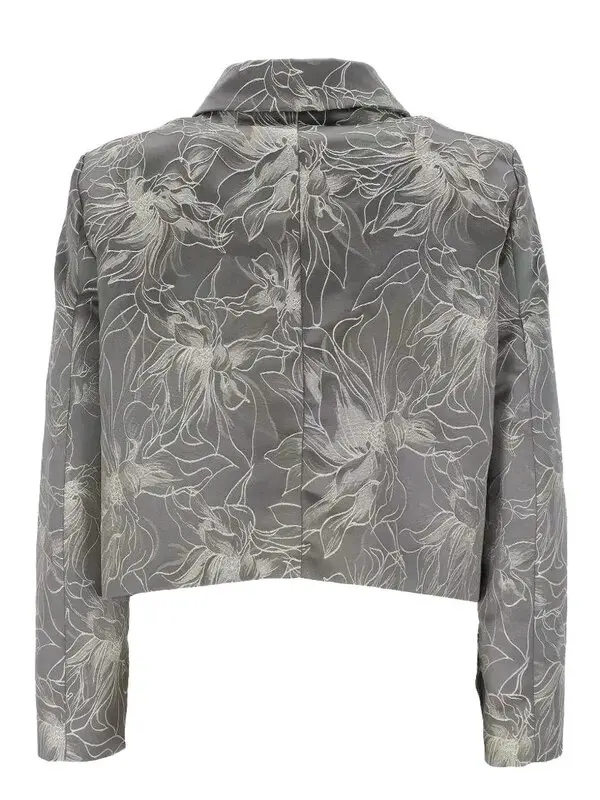 Marella Floral Jacquard Cropped Jacket - Grey