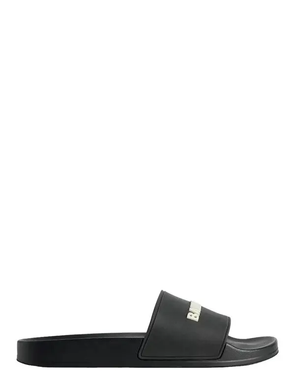 Balenciaga Embossed-logo Slides - Black