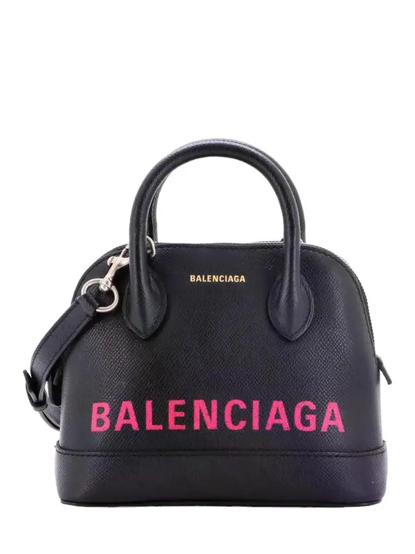 Balenciaga Logo Ville Leather Xxs Crossbody Bag - Black
