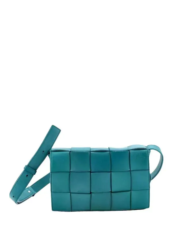 Bottega Veneta Cassette Maxi Intrecciato Leather Crossbody Bag - Blue